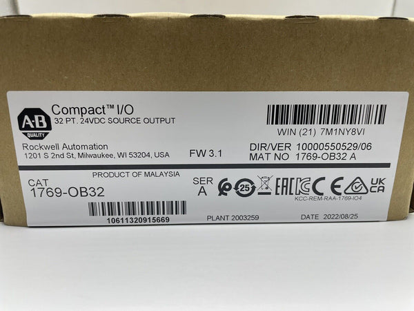 New Sealed Allen Bradley 1769-OB32 /A CompactLogix 32 Point 24V DC Out ...