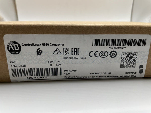 New Sealed Allen Bradley 1756-L83E /B ControlLogix 5580 Processor ...
