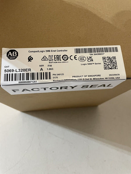 New Sealed Allen Bradley 5069-L320ER Series A CompactLogix 5380 Contro ...