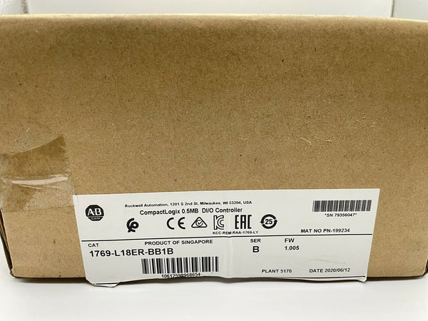 NEW Allen Bradley 1769-L18ER-BB1B Ser B CompactLogix Ethernet Controll ...