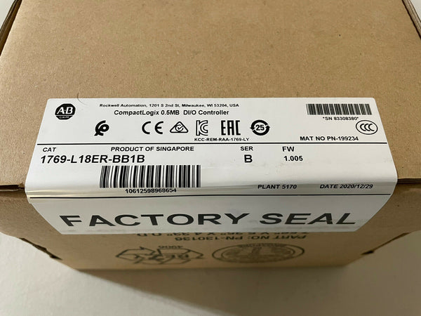New Sealed Allen Bradley 1769-L18ER-BB1B /B CompactLogix 5370 Controll ...