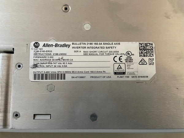 Allen Bradley 2198-S160-ERS3 A Kinetix 5700 Servo Drive Online ...
